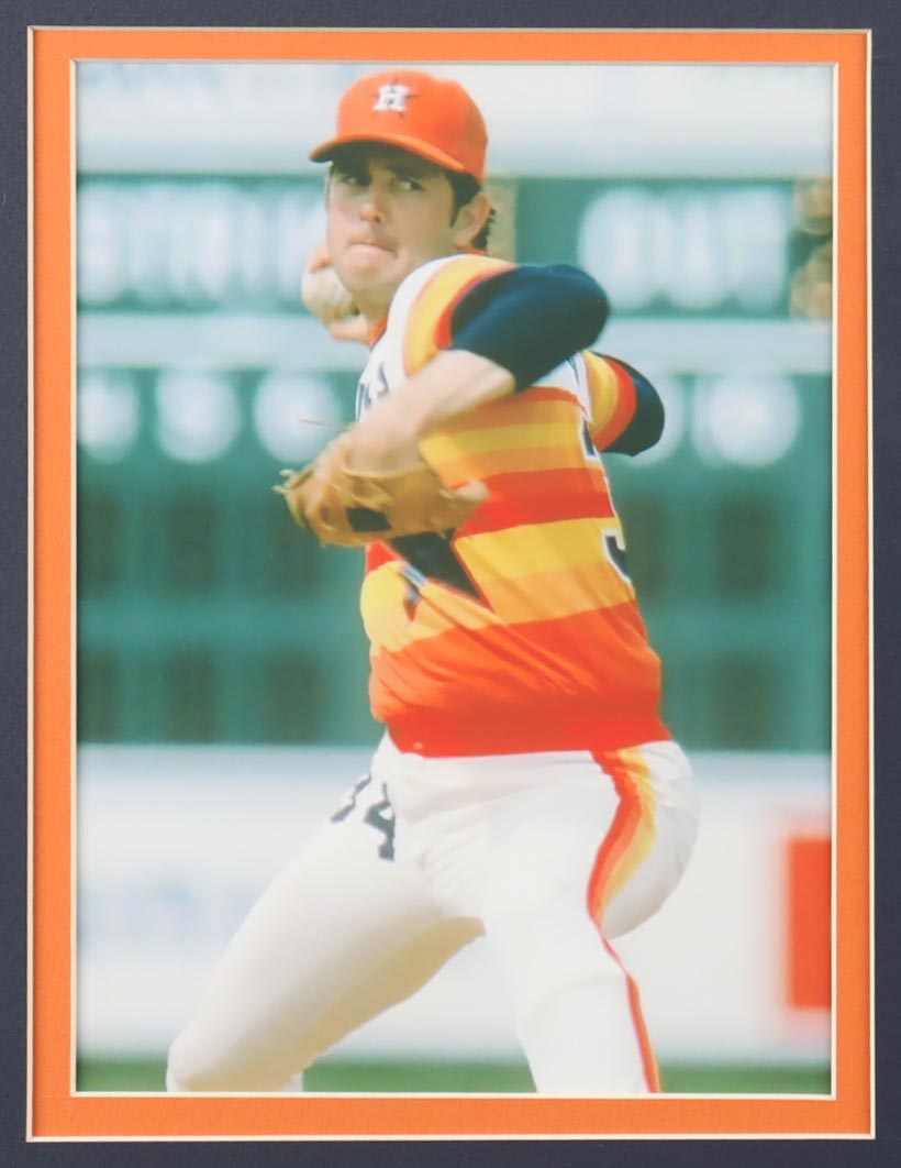 Nolan Ryan Signed Custom Framed Mitchell & Ness Jersey Display With (2 ...