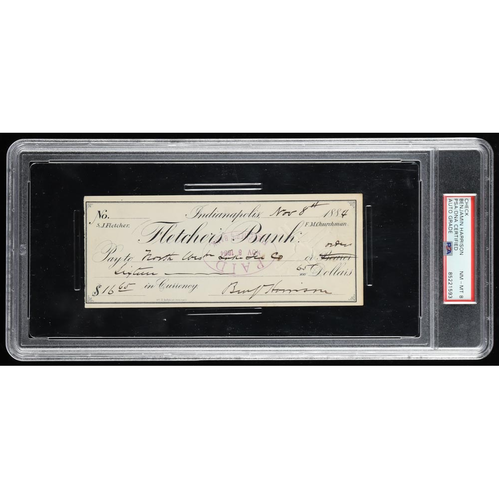Benjamin Harrison Signed 1884 Personal Check with Rare Bold Signature ...