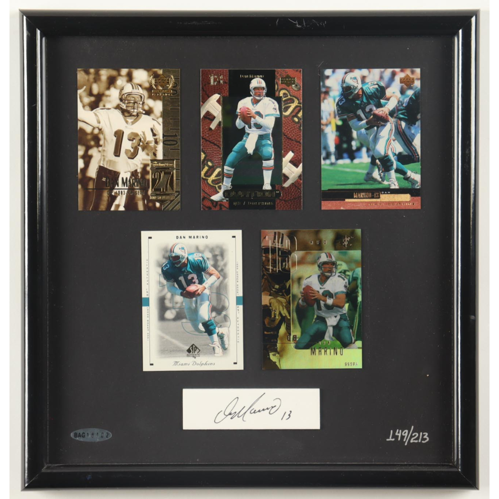 Dan Marino Signed LE Custom Framed Cut Display With (5) Upper Deck ...