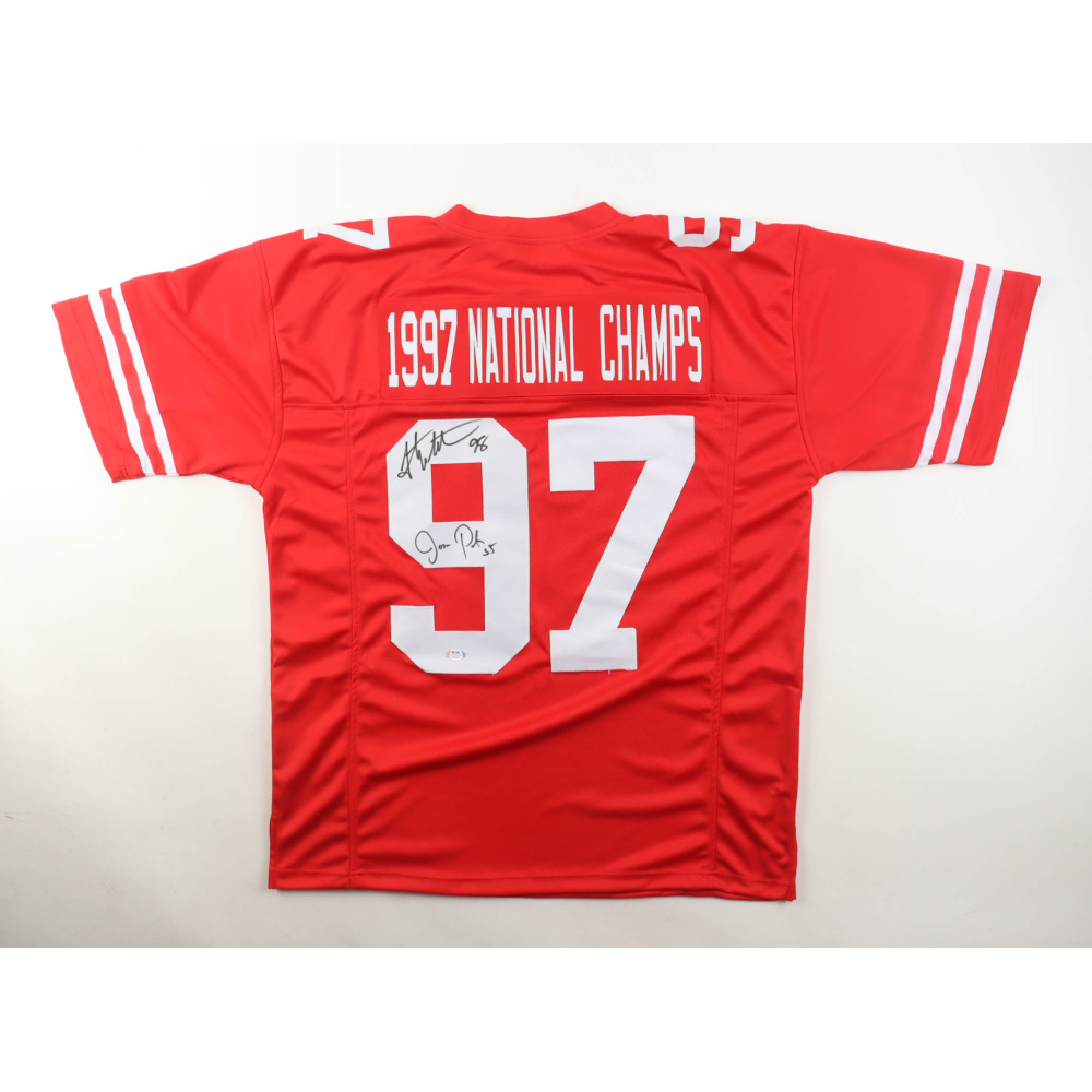 Jason Peters & Grant Wistrom Signed "National Champs" Jersey (PSA ...