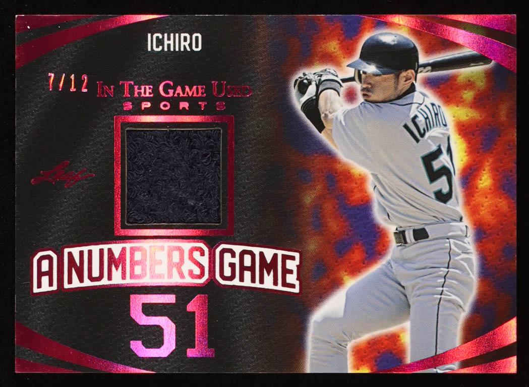 Ichiro 2024 Leaf In The Game Used A Numbers Game Pink Holo #ANG18 7/12 ...