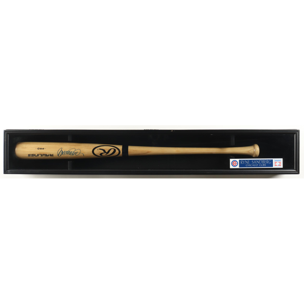 Ryne Sandberg Signed Rawlings Pro Baseball Bat With Display Case (JSA ...