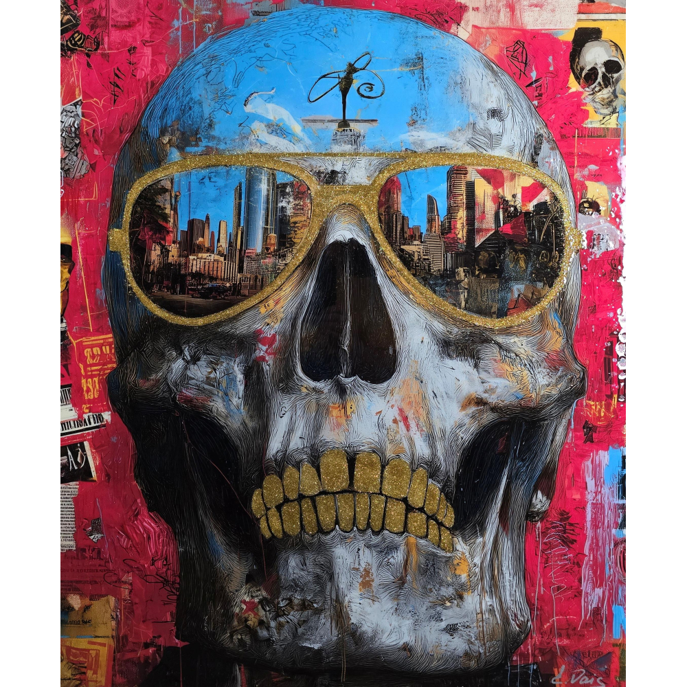"Sparkling Skull" 28x34 Original Acrylic Spray Paint Painting on Canvas ...