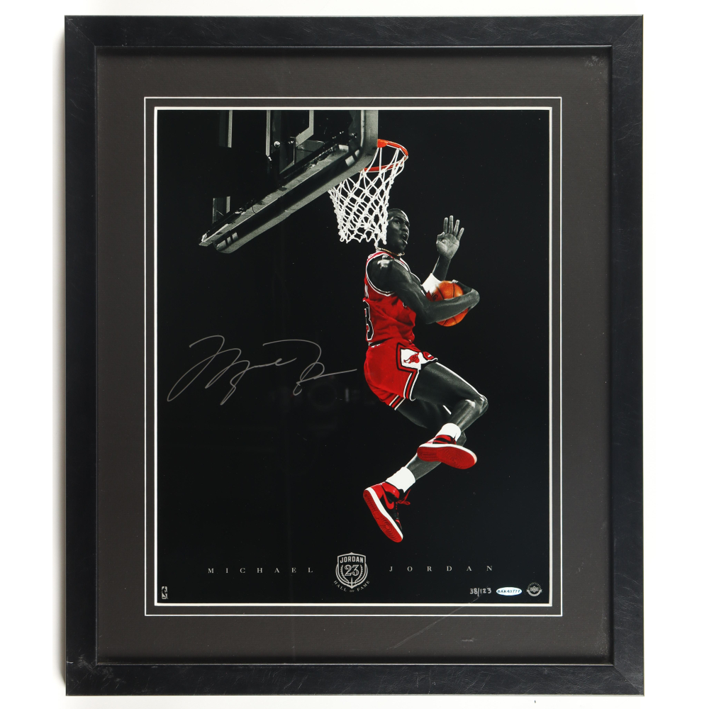 Michael Jordan Signed LE "Hall of Fame" Custom Framed Photo #38/123 ...
