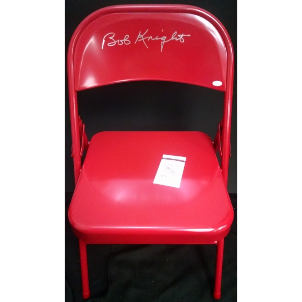Bobby Knight Signed Red Metal Folding Chair (JSA COA) | Pristine Auction