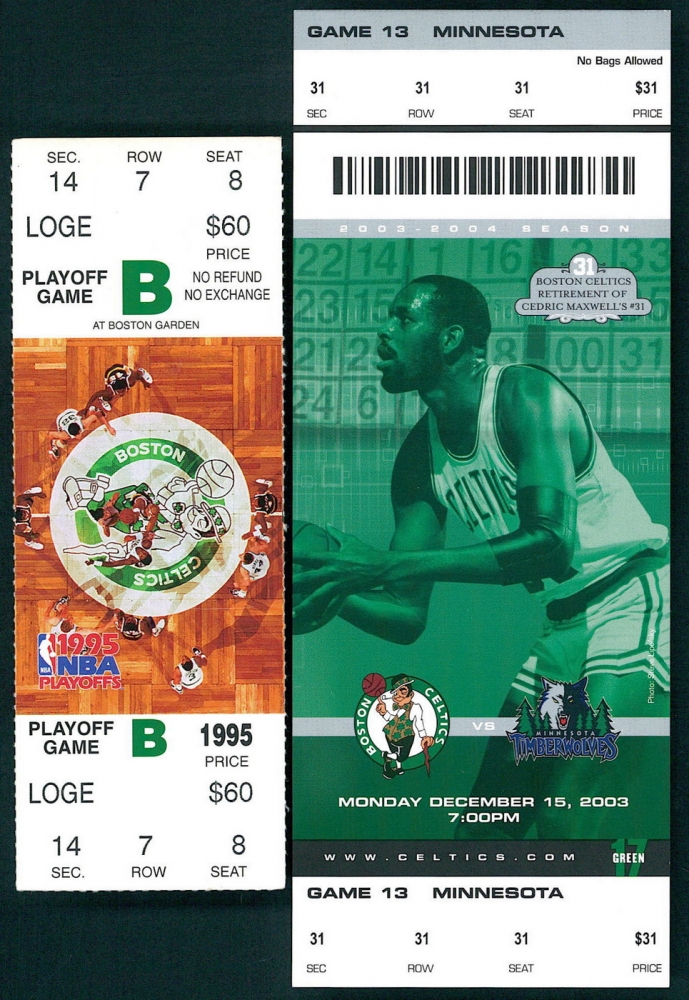 Lot Of 2 Unused Boston Celtics Tickets With Last Game At The Boston 