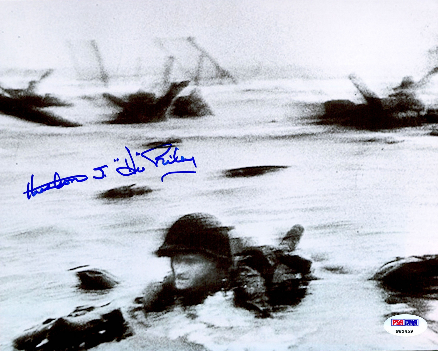 WWII Omaha Beach "D-Day" 8x10 Photo Signed by Huston Riley (PSA COA ...