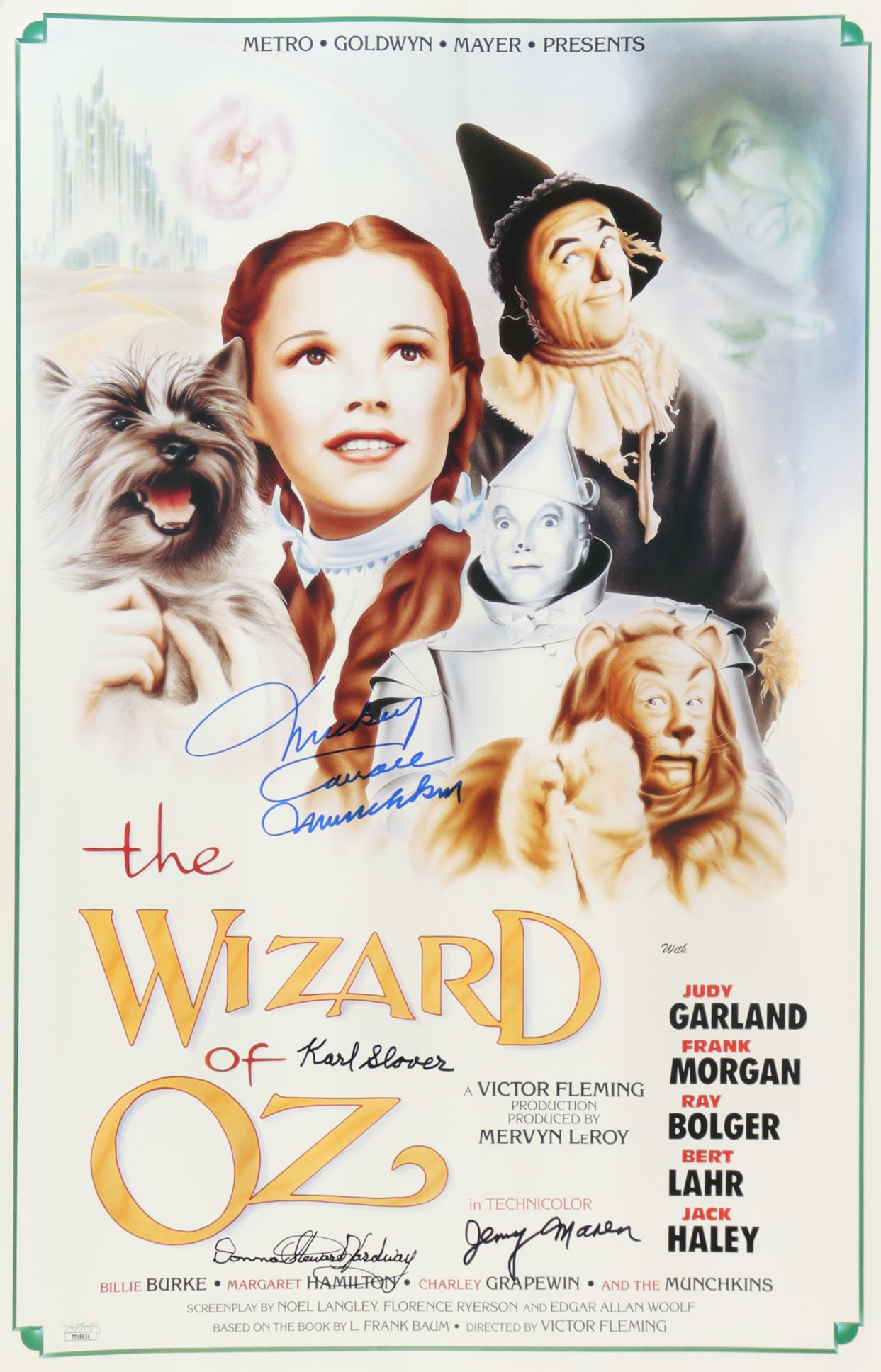 "The Wizard of Oz" 16x24 Poster Cast-Signed by (4) with Mickey Carroll ...