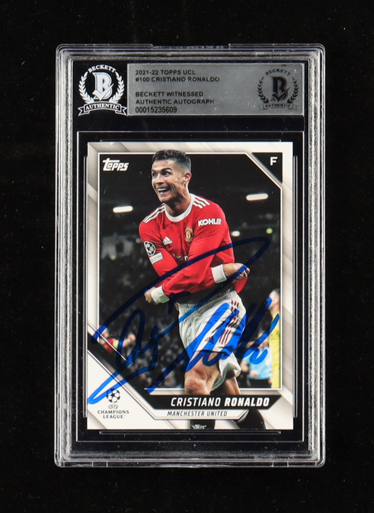 Cristiano Ronaldo Signed 2021-22 Topps UEFA Champions League #100 (BGS ...