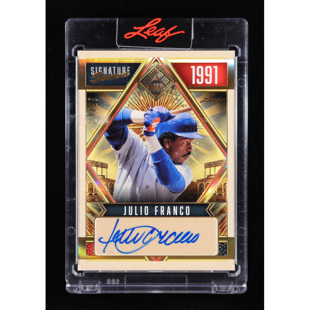Julio Franco 2025 Leaf Seasons in the Sun Signature Seasons Gold # ...