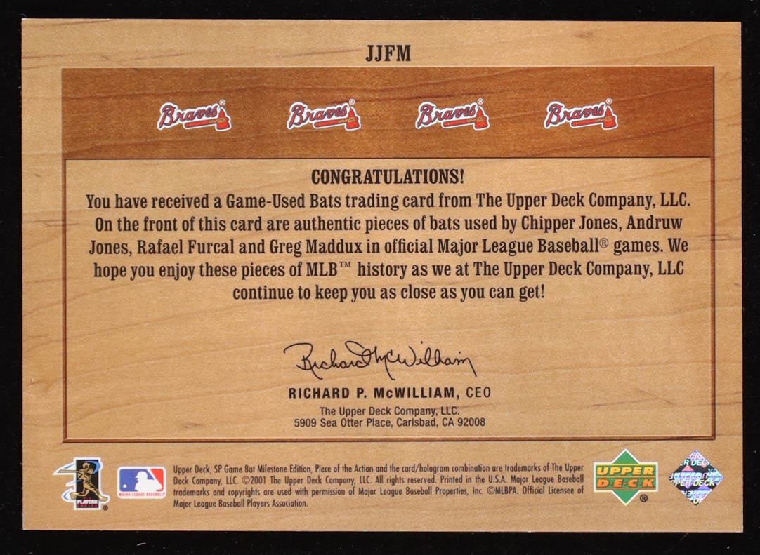 Chipper Jones / Andruw Jones / Rafael Furcal / Greg Maddux 2001 SP Game ...