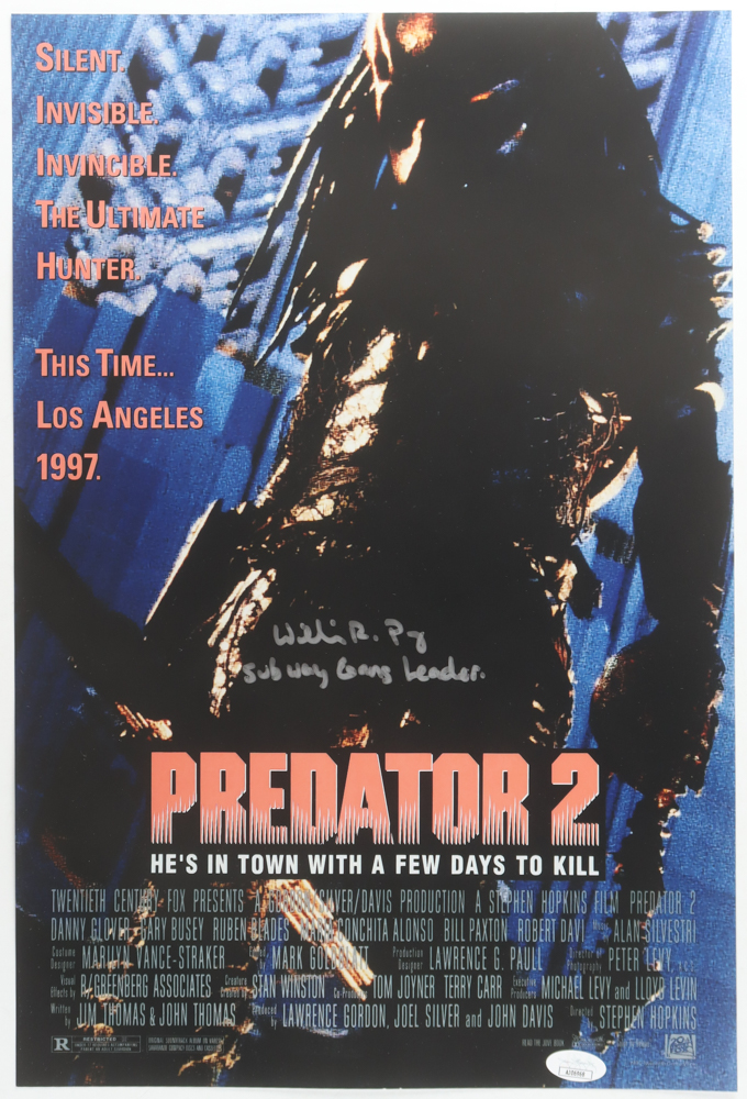 William R. Perry Signed "Predator 2" 12x18 Photo Inscribed "Subway Gang ...