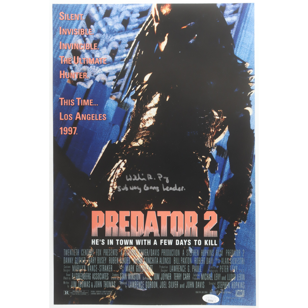 William R. Perry Signed "Predator 2" 12x18 Photo Inscribed "Subway Gang ...
