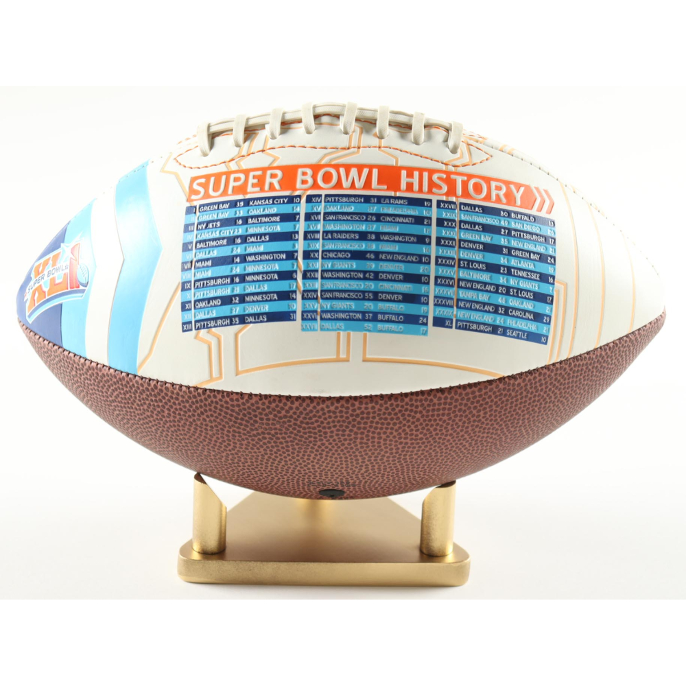 2007 Super Bowl XLI Logo Football With Wooden Stand | Pristine Auction