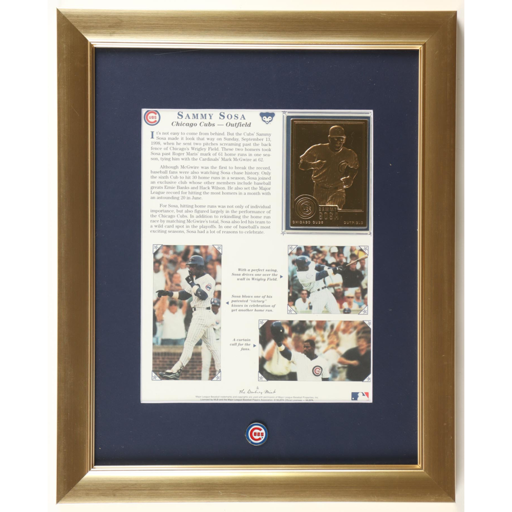 Sammy Sosa Danbury Mint 62 Home Run Season Custom Frame Display With ...