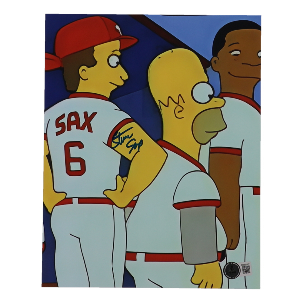 Steve Sax Signed "The Simpsons" 8x10 Photo (Beckett) | Pristine Auction