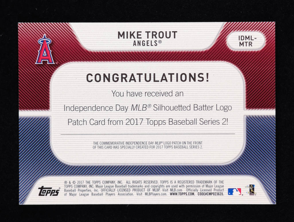 Mike Trout 2017 Topps Independence Day MLB Logo Patch #IDMLMTR ...