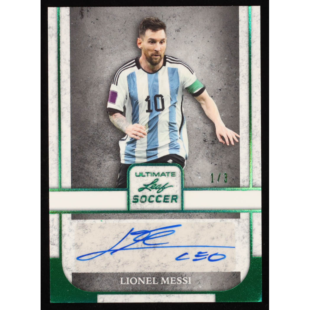 Lionel Messi 2022 Leaf Ultimate Soccer Autographs Green #BALM2 #1/3 ...