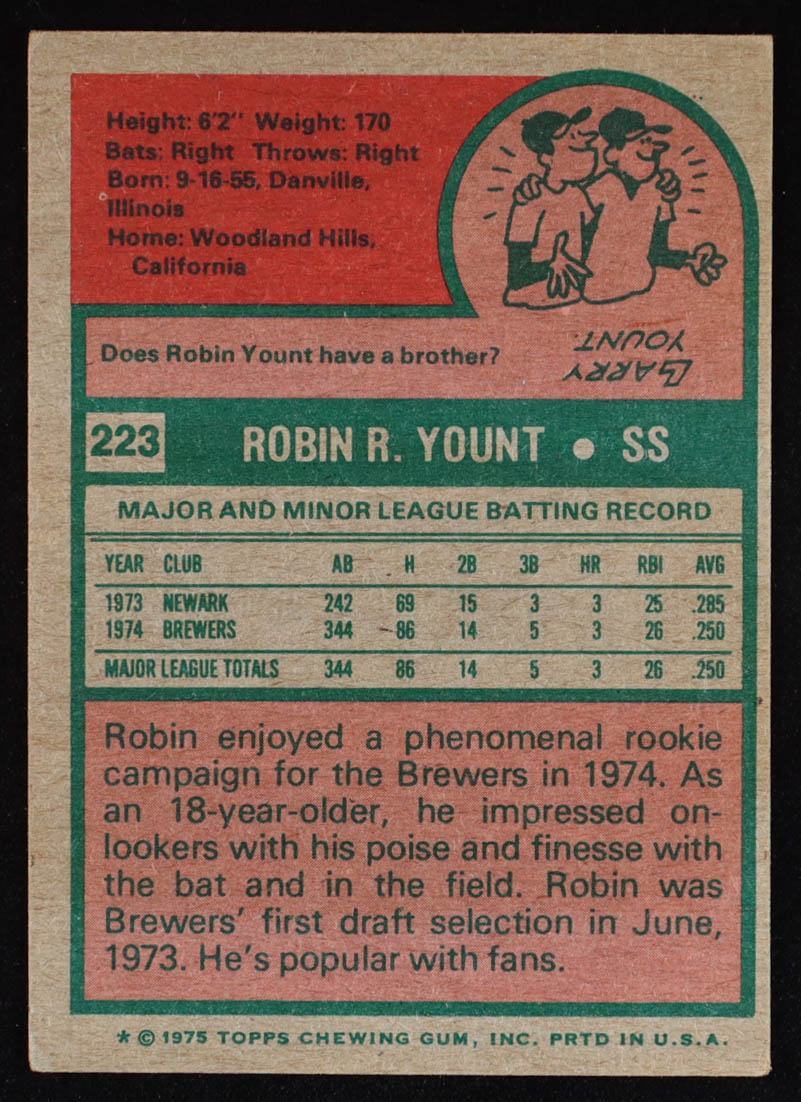 Robin Yount 1975 Topps #223 RC | Pristine Auction