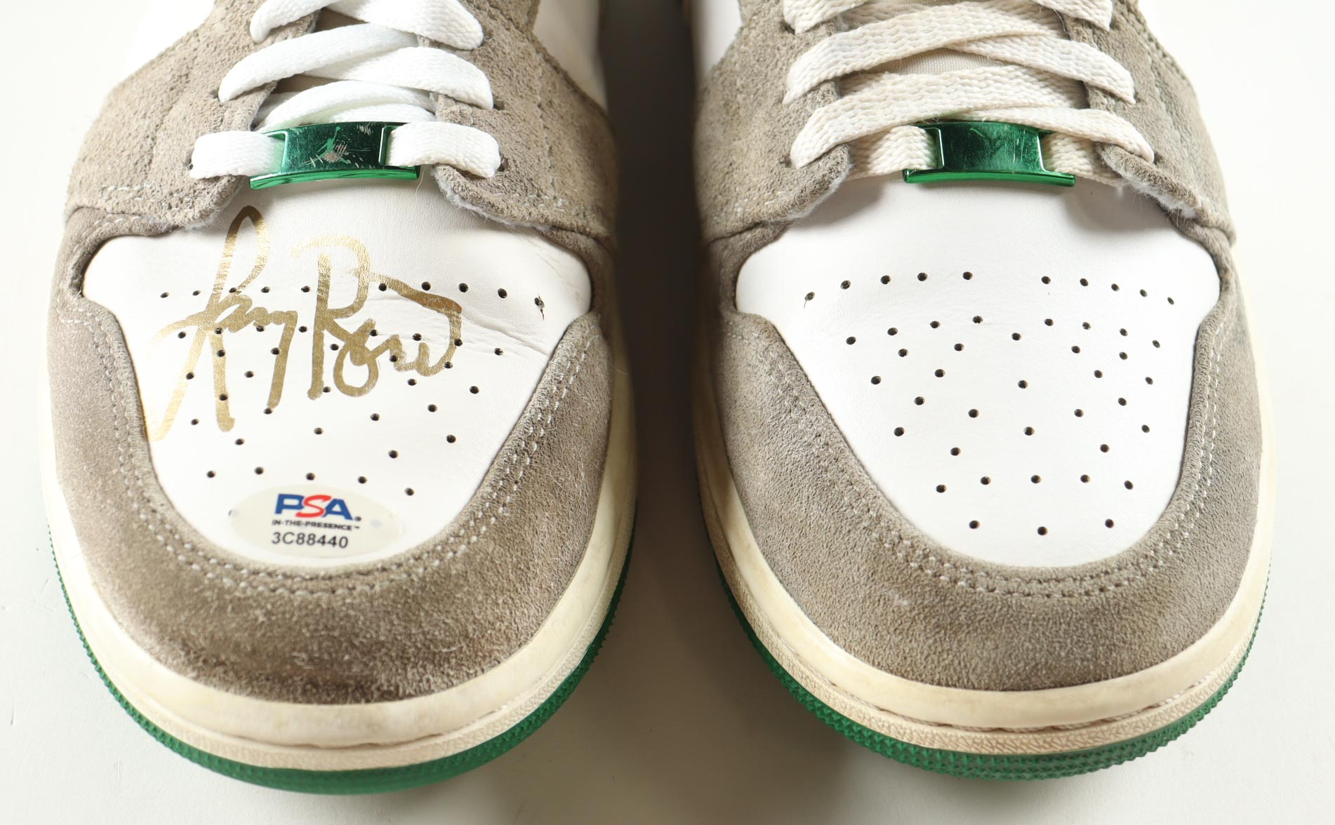 Larry Bird Signed Pair Of Nike Air Jordan Basketball Shoes (PSA ...