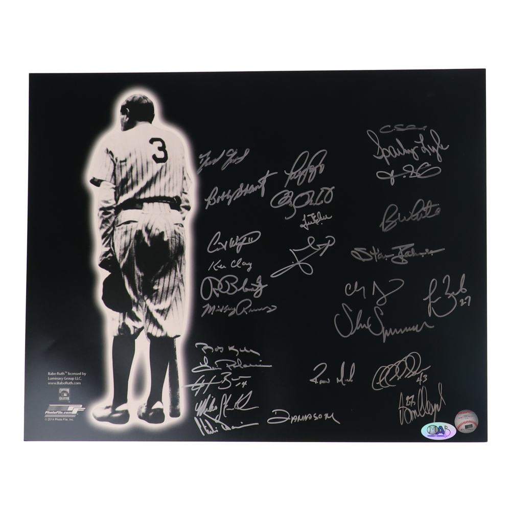 Babe Ruth Tribute 16x20 Photo Signed by (27) with Mickey Rivers, Bobby ...