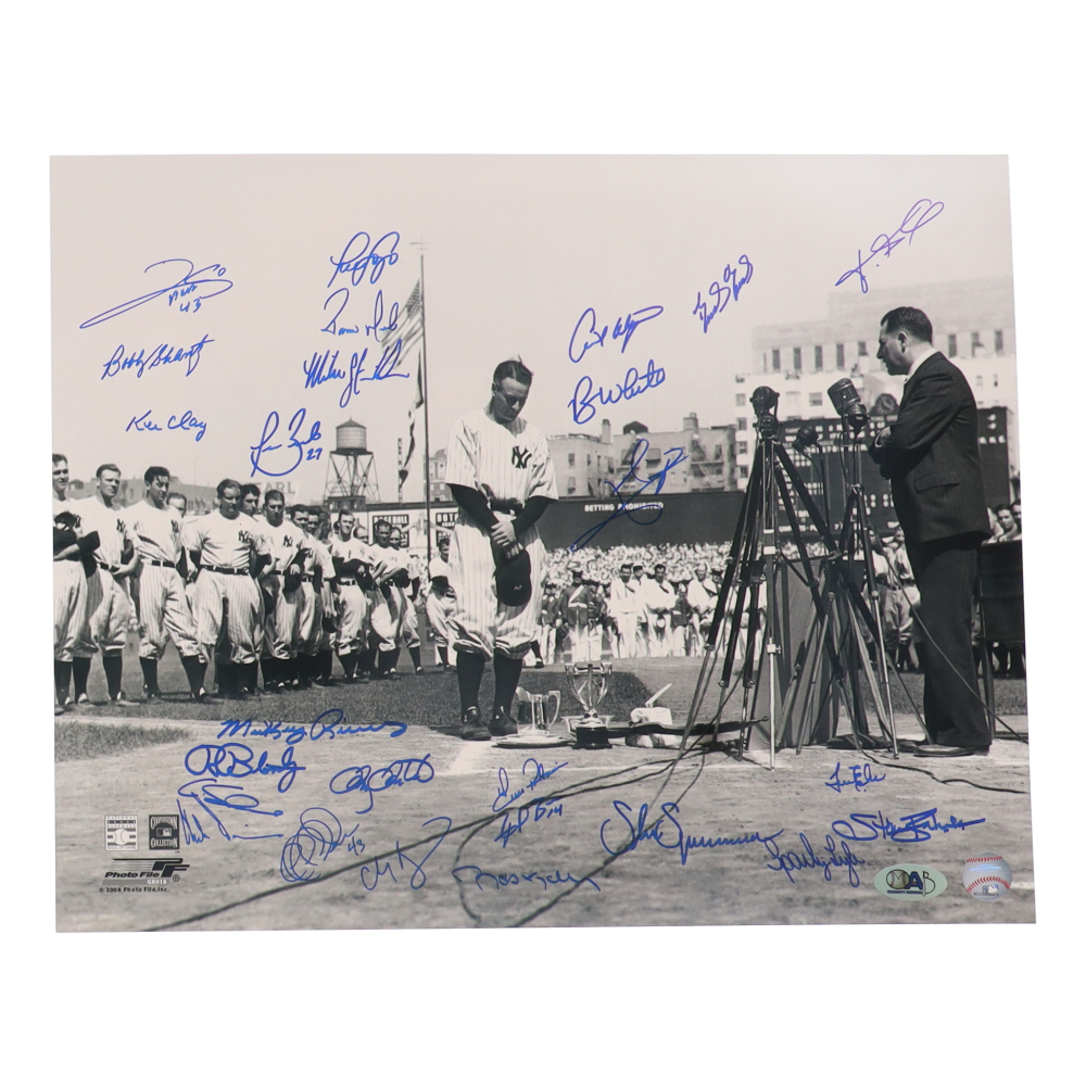 New York Yankees Greats 16x20 Photo Signed by (26) with Mickey Rivers, Bobby Shantz, Ken Clay ...