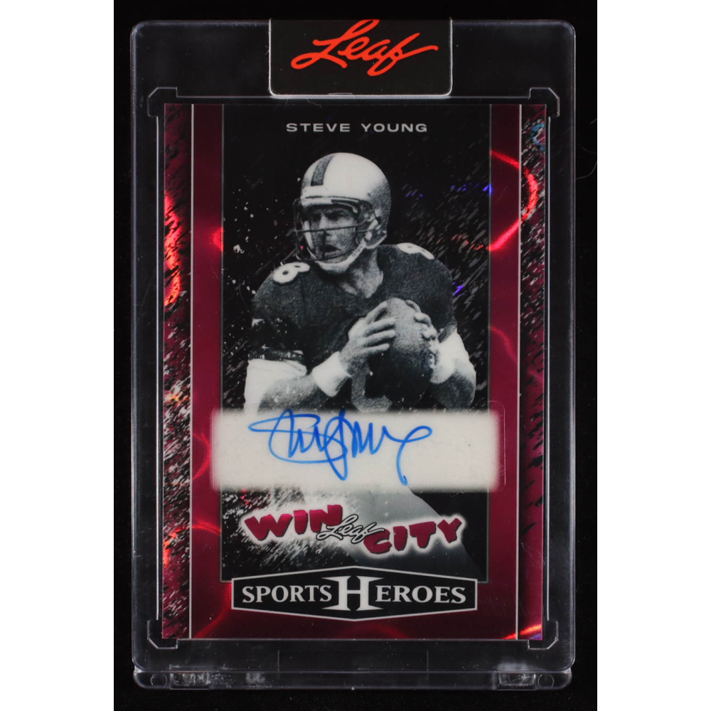Steve Young Signed 2025 Leaf Sports Heroes Win City Pink Ray Wave #WC ...