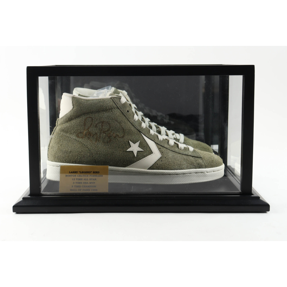 Larry Bird Signed Converse Pro Leather Basketball Shoe with Display ...