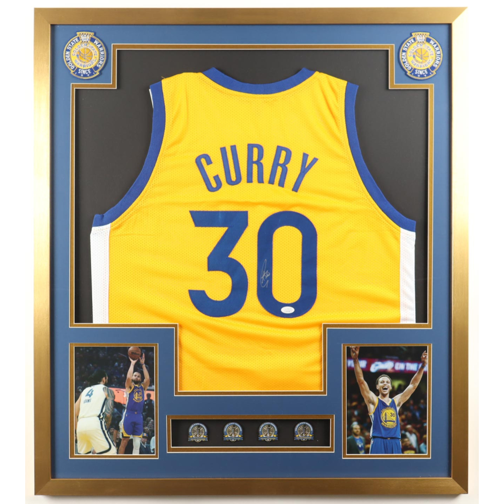 Stephen Curry Signed Custom Framed Jersey Display With (4) LE NBA ...