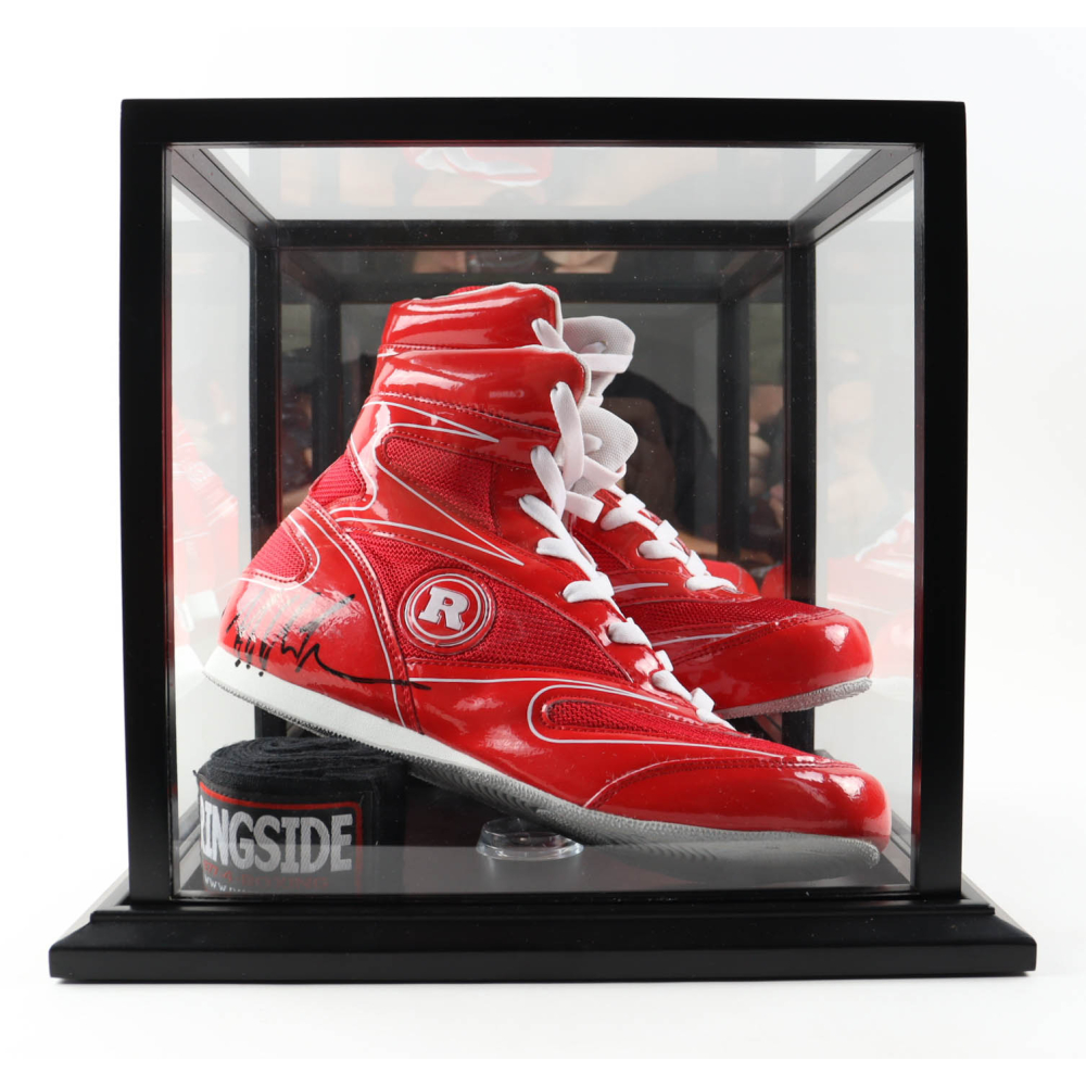 Mike Tyson Signed Pair Of Ringside Professional Boxing Shoes With Wood ...
