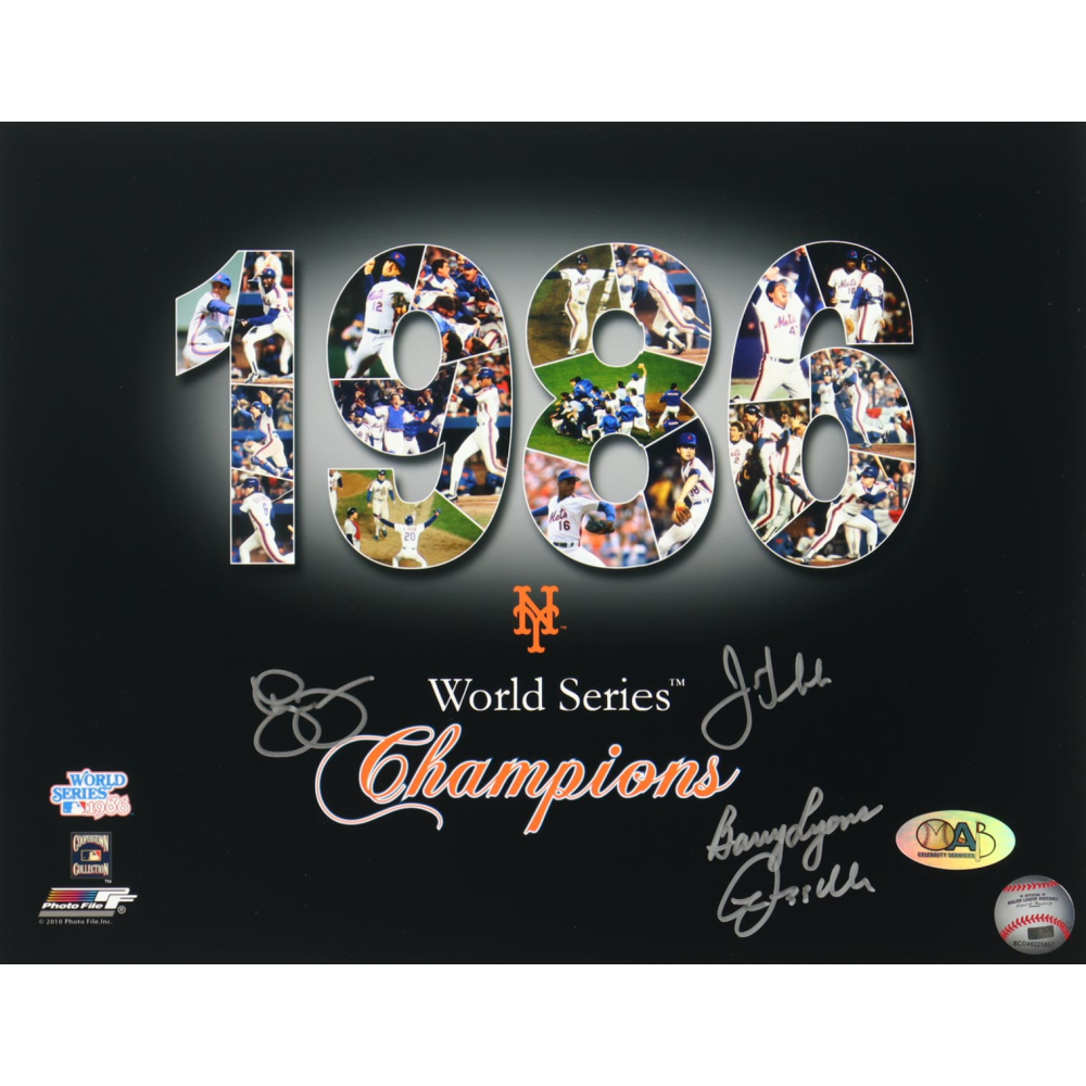 "1986 World Series Champion" Mets 11x14 Signed By (4) With Barry Lyons ...
