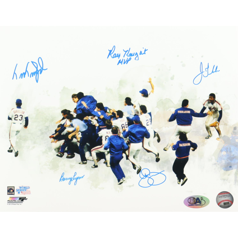 "1986 World Series Champions" Mets 11x14 Signed By (5) With Barry Lyons ...