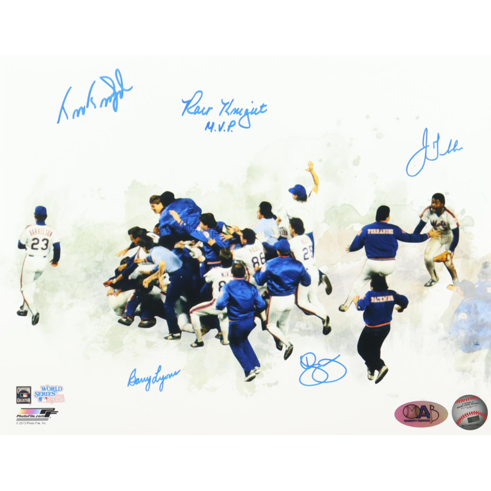 "1986 World Series Champions" Mets 11x14 Signed By (5) With Barry Lyons ...
