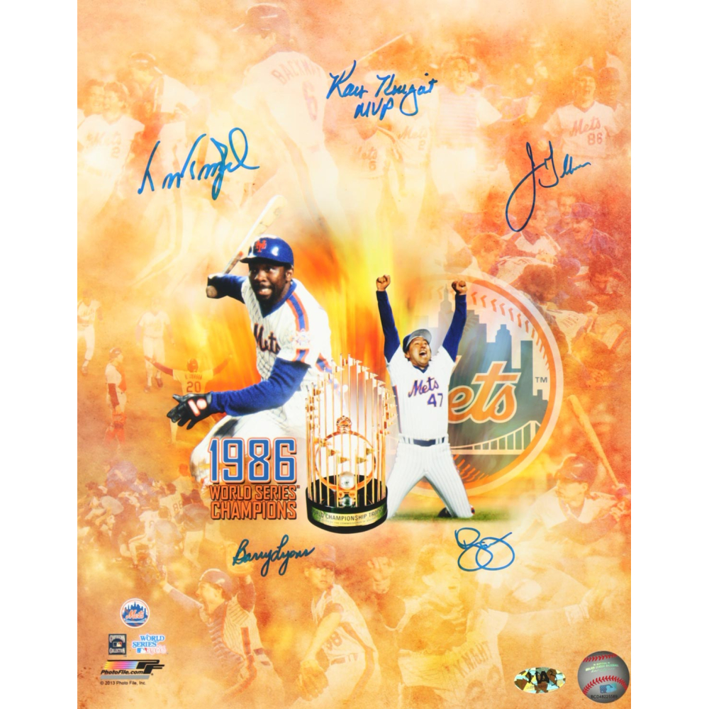 "1986 World Series Champions" Mets 11x14 Signed By (5) With Barry Lyons ...