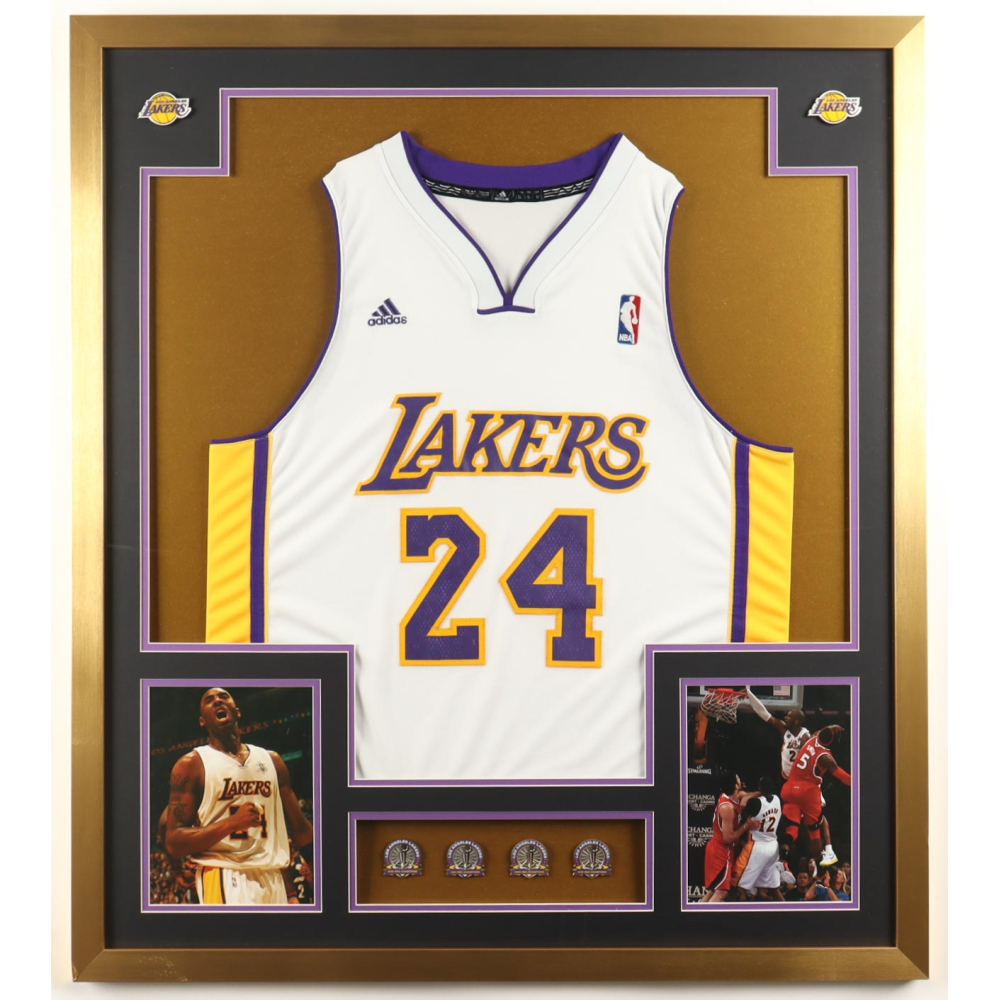 Kobe Bryant Custom Framed Jersey Display With (4) Lakers Pins & (2 ...