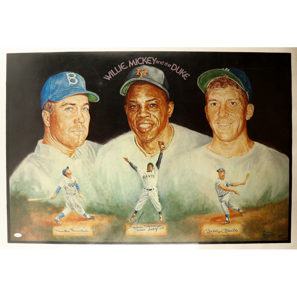 Mickey Mantle, Willie Mays & Duke Snider Signed LE 24x36 Art Print #547 ...
