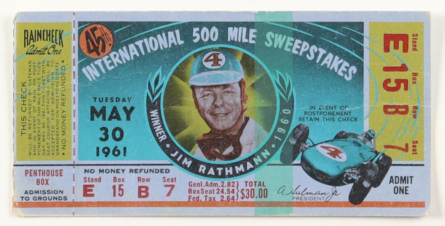 Vintage 1961 Indianapolis 500 Ticket | Pristine Auction
