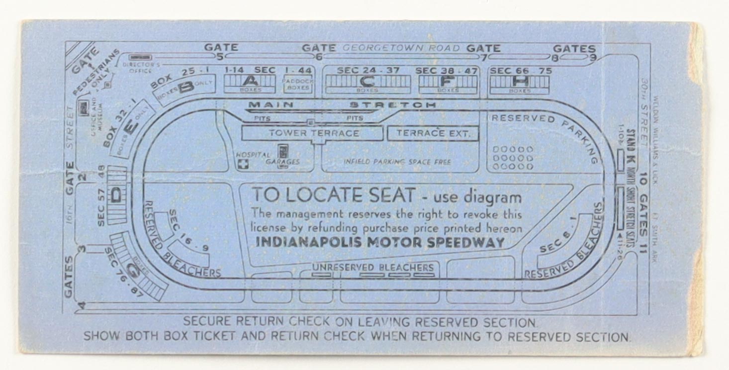 Vintage 1961 Indianapolis 500 Ticket | Pristine Auction