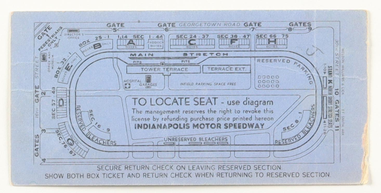 Vintage 1961 Indianapolis 500 Ticket | Pristine Auction