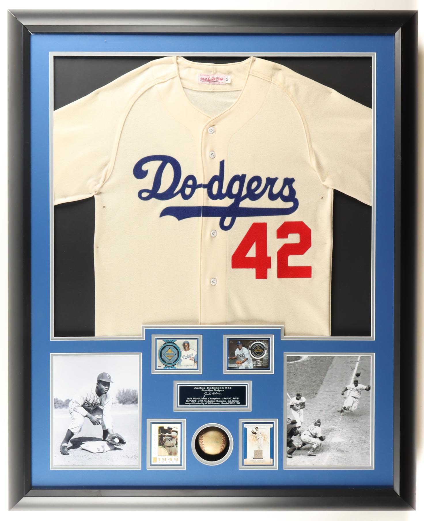 Jackie Robinson Signed Dodgers Custom Framed Baseball Display with ...