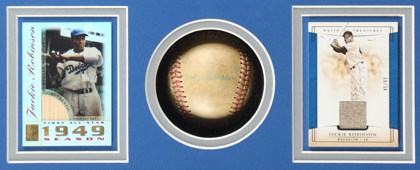 Jackie Robinson Signed Dodgers Custom Framed Baseball Display with ...