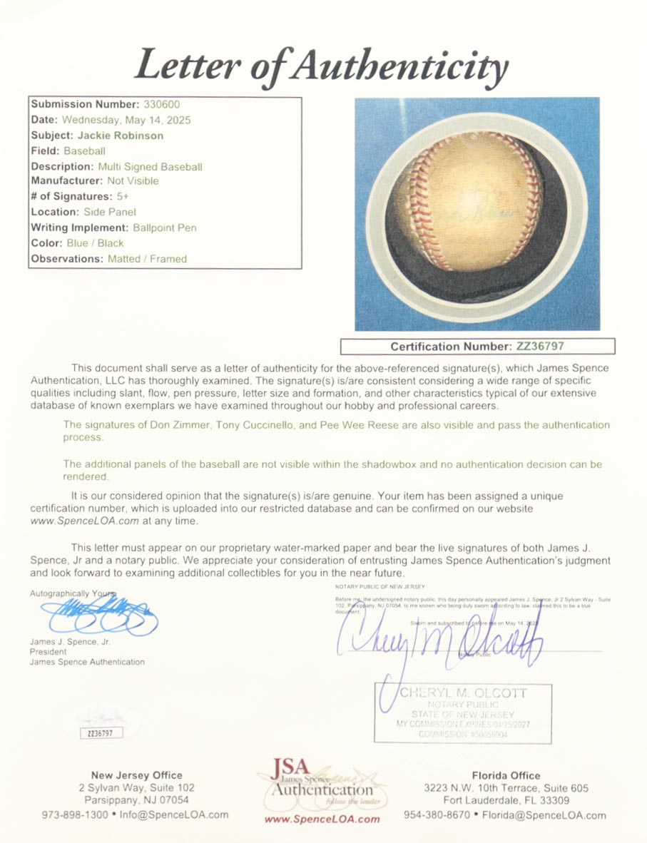 Jackie Robinson Signed Dodgers Custom Framed Baseball Display with ...