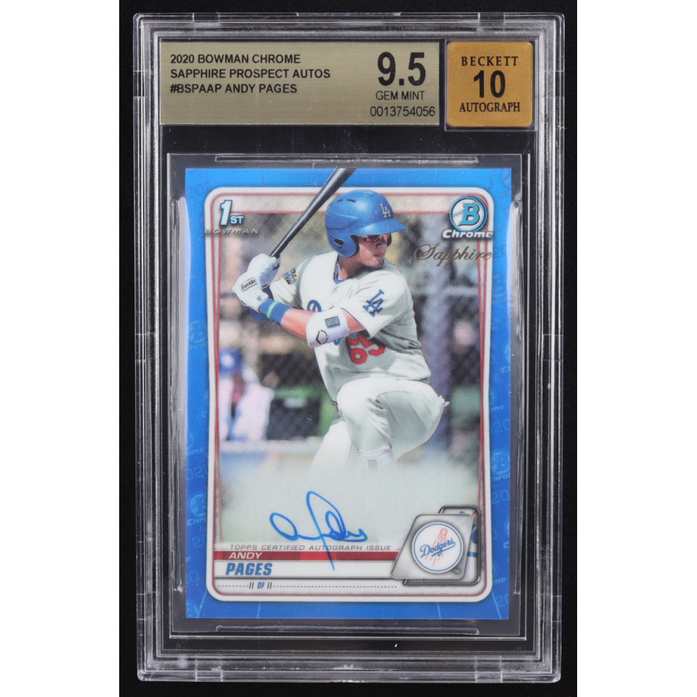 Andy Pages 2020 Bowman Chrome Sapphire Prospect Autographs #BSPAAP RC ...