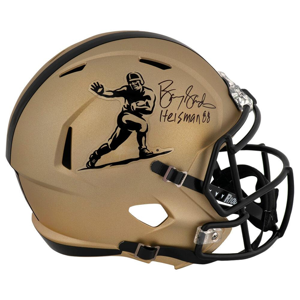 Barry Sanders Signed Heisman Trophy Logo Full-Size Speed Helmet ...