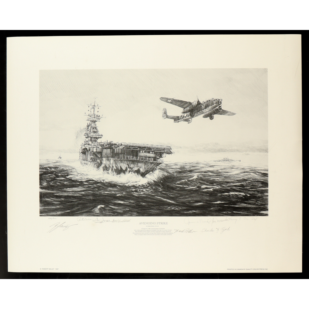 "Doolittle Raiders" LE 21x26 Lithograph Signed by (9) with Richard E ...