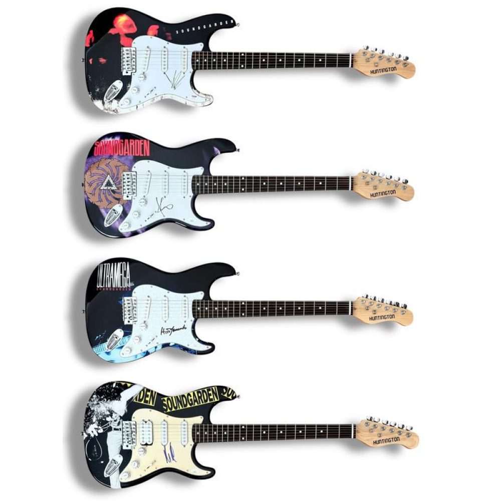 "Soundgarden" Set of (4) Custom Guitars Signed by Chris Cornell, Kim Thayil, Hiro Yamamoto and ...