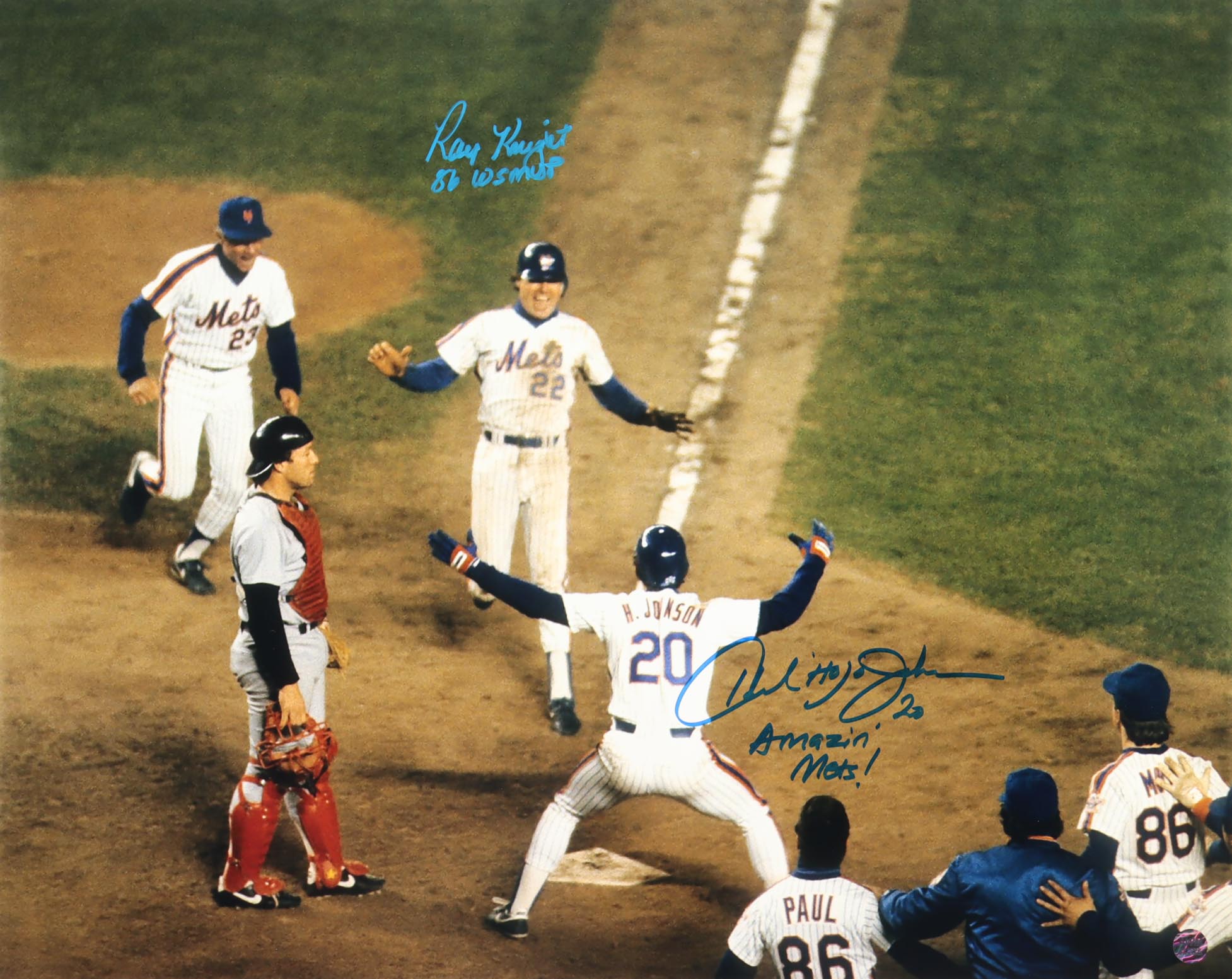 Howard Johnson & Ray Knight Signed Mets 16x20 Photo Inscribed "Amazin ...