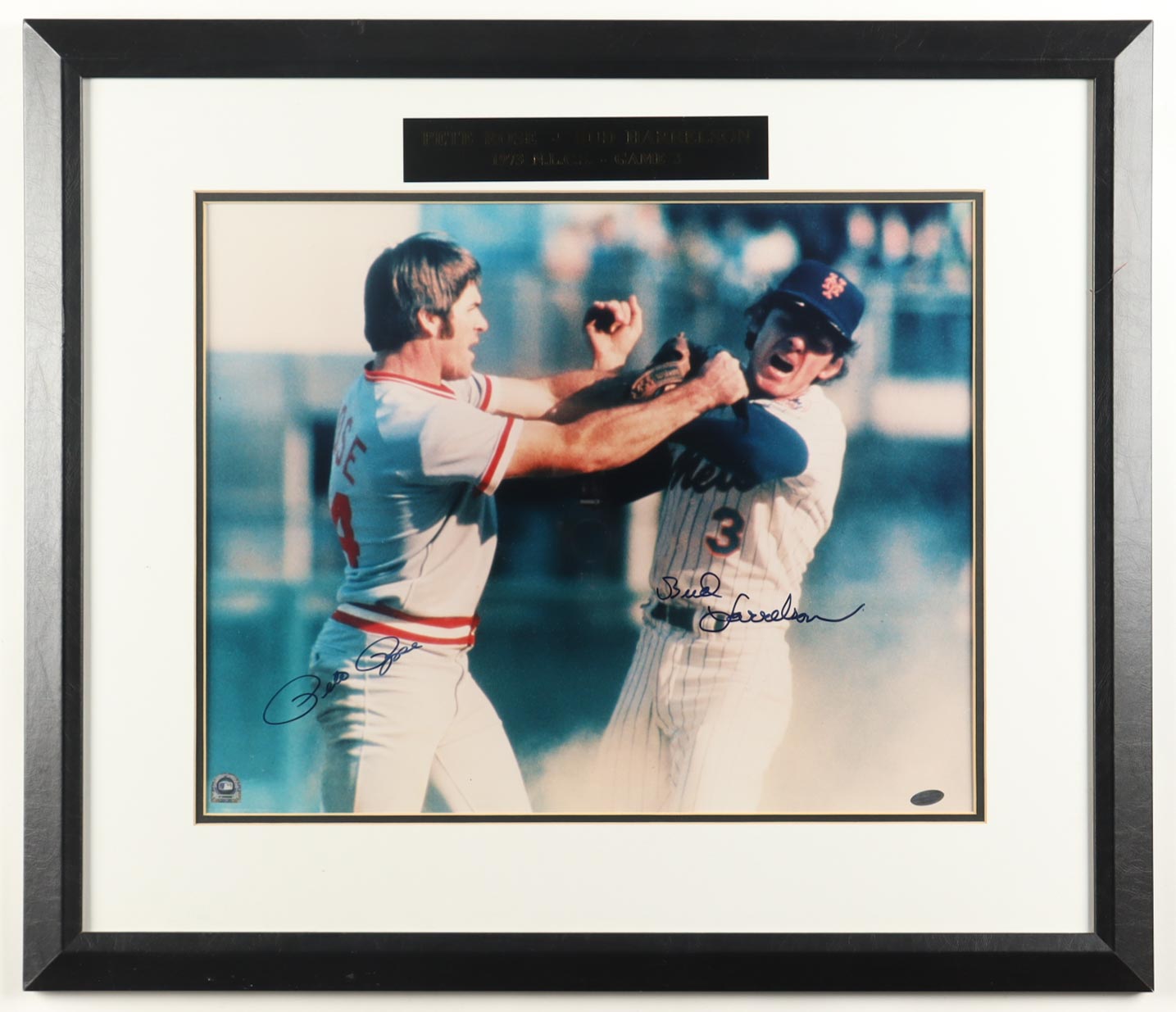 Pete Rose & Bud Harrelson Signed Custom Framed Photo Display with Name ...