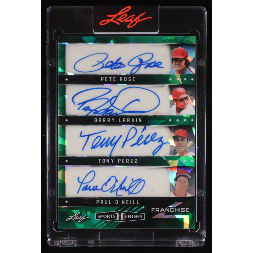 Pete Rose / Barry Larkin / Tony Perez / Paul O'Neil Signed 2025 Leaf ...