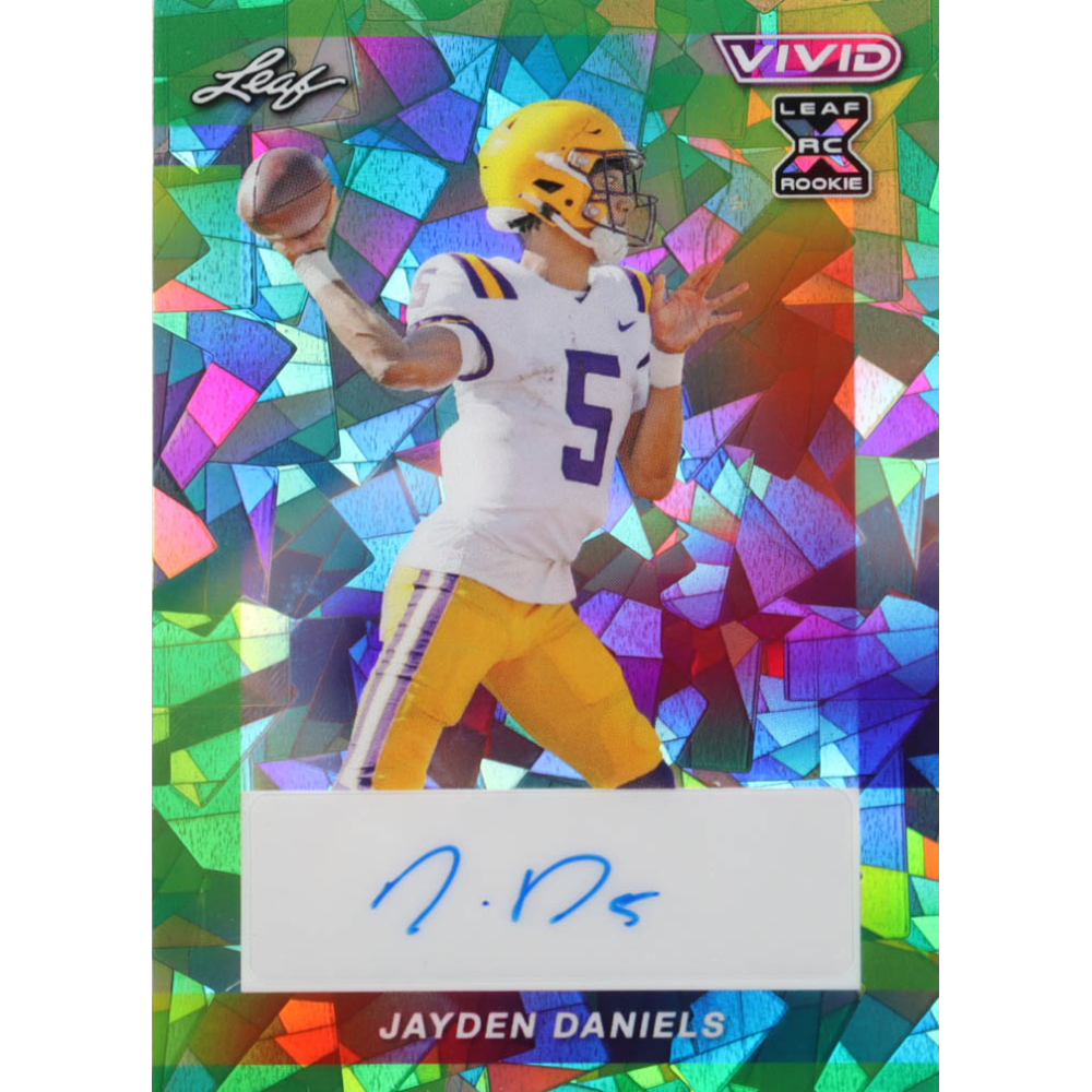 Jayden Daniels Signed 2024 Leaf Vivid Autograph Green Crystal #BA-JD2 ...